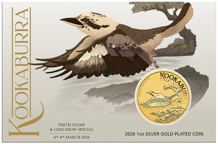 Australian Kookaburra Perth Stamp and Coin Show 2026 1oz Silver Gold-P