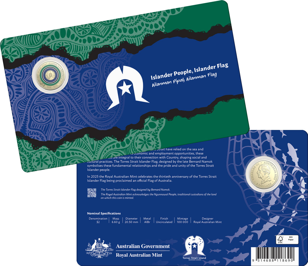 30 Years of the Torres Strait Islander Flag 2025 $2 C Mintmark Coloure